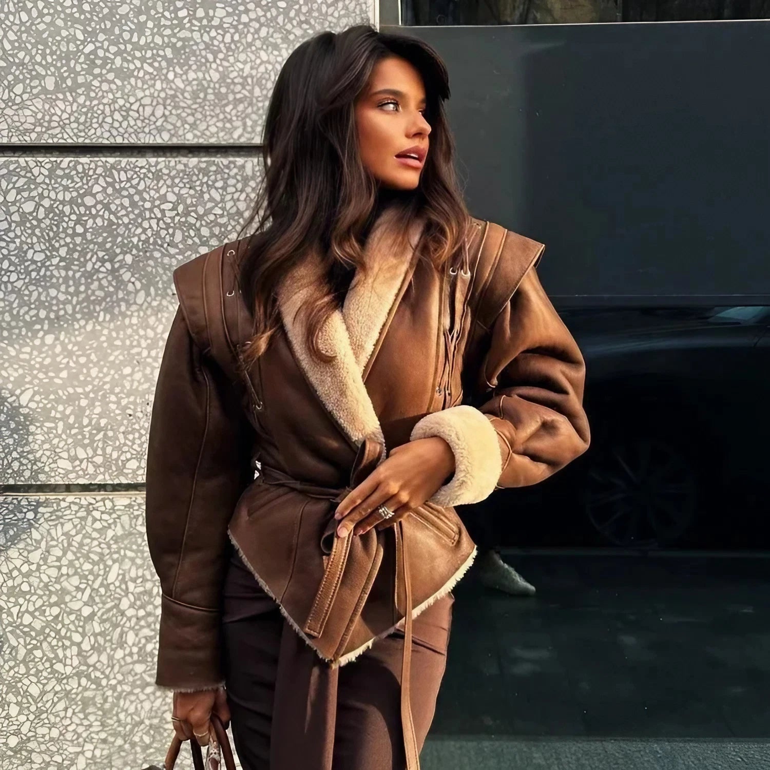 Warm Furry Leather Jacket – Avery's Cove